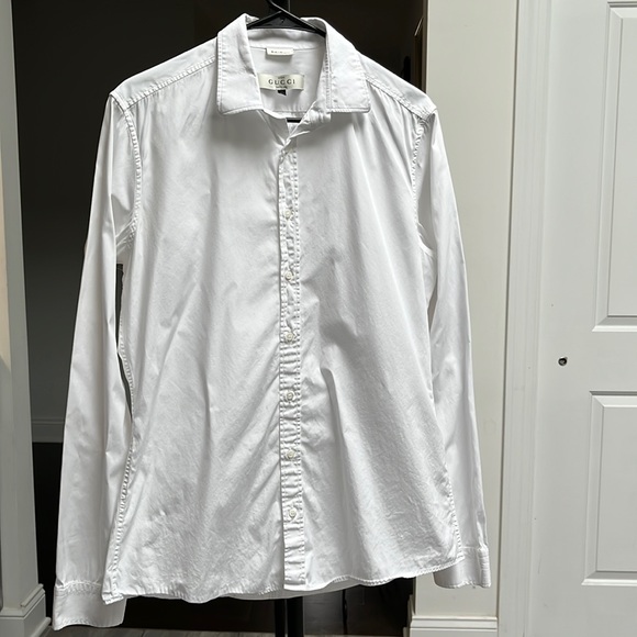 Gucci | Shirts | Gucci Mens White Long Sleeve Uniform Neck 6 Sleeve 41 ...